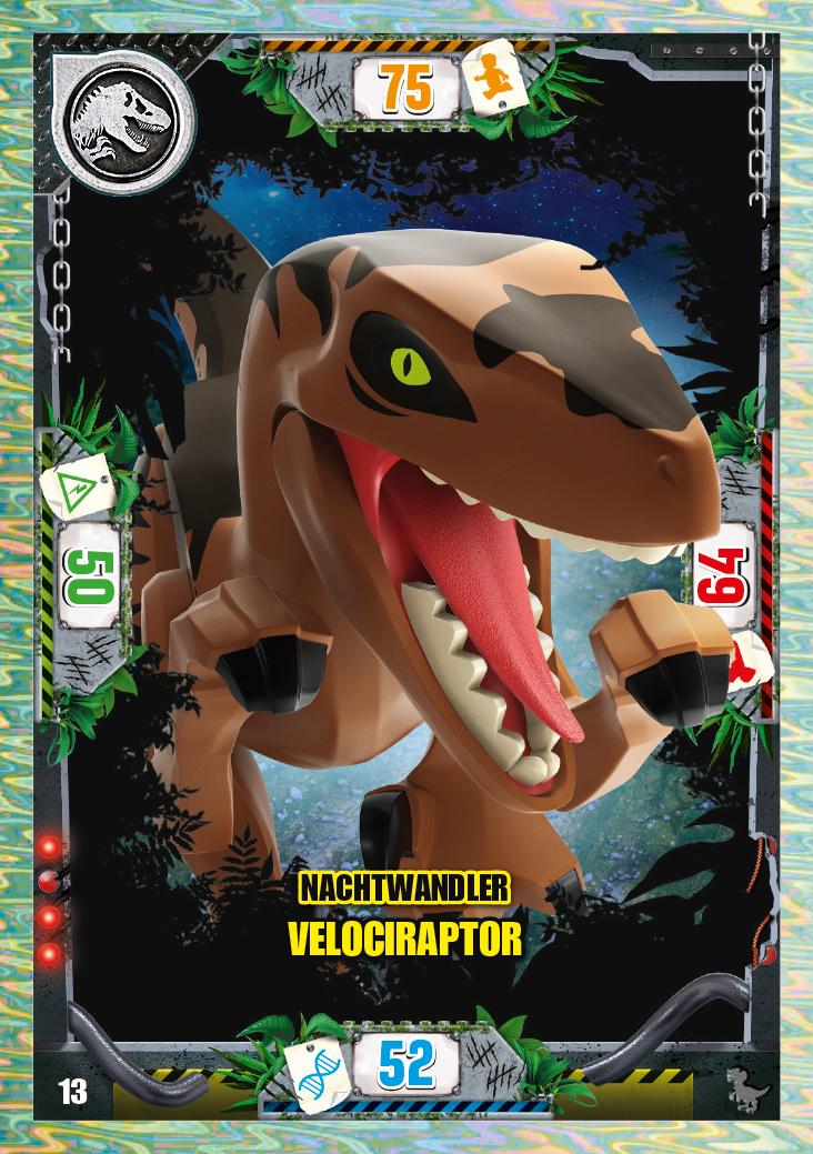 Nummer 013 I Nachtwandler Velociraptor I LEGO Jurassic World TCG 3 | Blue Ocean Entertainment AG